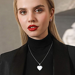 U7 Women Flower Heart Locket That Hold Memorial Photo Platinum Plated Jewelry Rolo Chain Customized Photo and Text Engrave Lockets Pendant