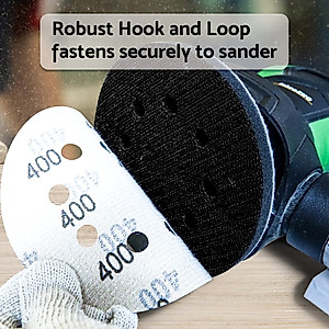 S&F STEAD & FAST 5 Inch Sanding Discs Hook & Loop 60pcs, Wet Dry Orbital Sander Sandpaper 400 600 800 1000 1500 2000 Grit, Silicon Carbide Assortment 8 Holes with Tack Cloth