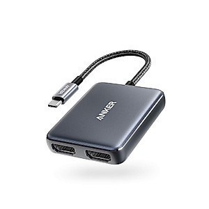 Anker USB C to Dual HDMI Adapter, Compact and Portable USB C Adapter, Supports 4K@60Hz and Dual 4K@30Hz, for MacBook/LenovoYoga/Thinkpad, XPS, and More [macOS only Support SST Mode]
