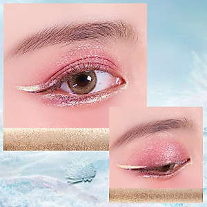 Catkin Liquid Glitter Eyeshadow, High Pigmented Multi-Dimensional Finish with One-swipe Metallic Coverage, Long Lasting and Luminous Shimmer Eyeliner Makeup 1.7 Grams (C02 Gloden Champagne)