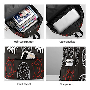 VACSAX Casual Backpack Laptop Backpack Supernatural Symbols Black Print Travel Backpacks