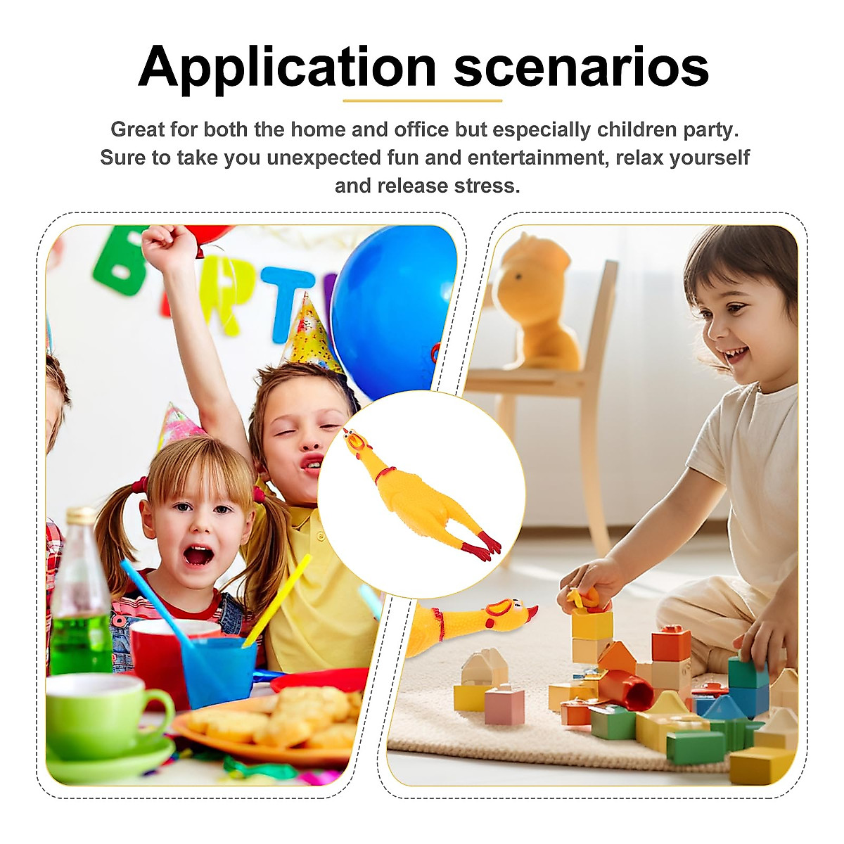 NUOBESTY Yellow Rubber Chicken Novelty Screaming Chicken Prank Yellow Rubber Squawking Chicken Noise Maker Funny Rubber Chicken Pet Toy, 6 Pack