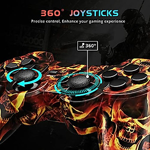 Kujian Controller for PS3 2 Pack Wireless Controller for Playstaion 3, Double Shock Remote for PS3, 6-Axis Motion Sensor, Bluetooth Gaming Controller with 2 USB Charging Cords