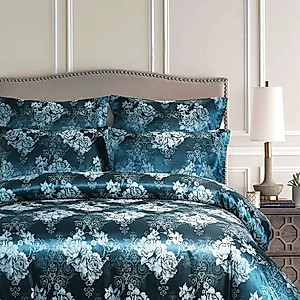 Megsv Luxury Jacquard Soft Bedding Set,Duvet Cover with Pillowcases NO Comforter (Twin, Green)