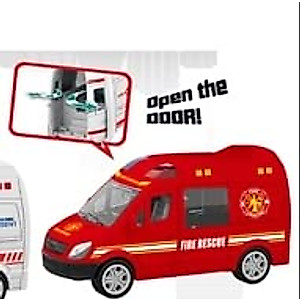 Wikineon Garbage Truck, Police Car Ambulance Toy, Toy Food Truck, Kids Toys Cars,Toddler Toys, Green Toys as your little One's Garbage Truck Toys Police Car Toy Food Van Collection Age 3+, Red Color