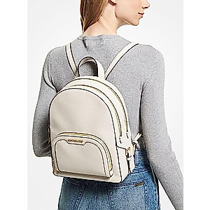 Michael Kors Jaycee Large Zip Pocket Leather Backpack (Lt Cream)