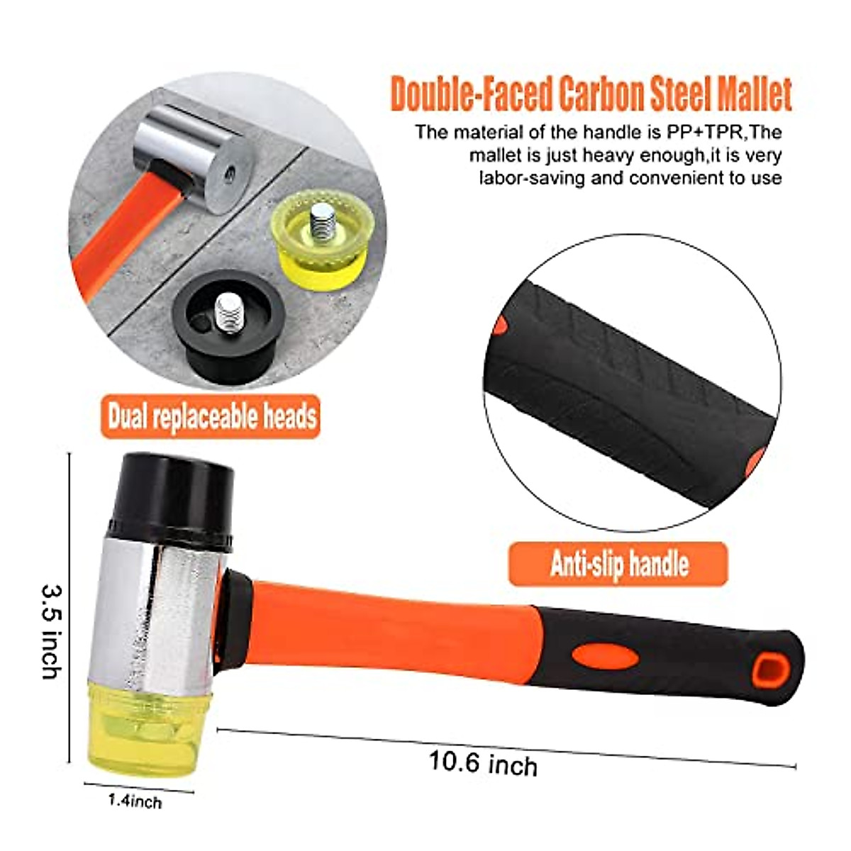 Upgraded Laminate Wood Flooring Installation Kit,Solid Tapping Block,Heavy Duty Pull Bar,Non Slip Soft Grip Double Faced Mallet,30Pcs Flooring Spacers