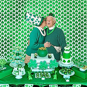 Tifeson St.Patrick Day Shamrock Tinsel Foil Fringe Curtains - 2Pcs Saint Patrick's Day Irish Party Backdrop Decorations Photo Booth Backdrops Green (3.2 x 8.3 ft)