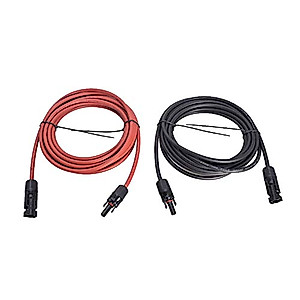WFLNHB 25FT 10AWG Black + Red 10 Gauge Solar Panel Extension Cable Wire with Female and Male Connector Solar Connector