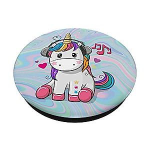 Cute Sitting Unicorn Music Headphones Unicorn Swirl PopSockets PopGrip: Swappable Grip for Phones & Tablets