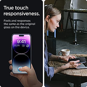 Spigen Tempered Glass Screen Protector [GlasTR EZ FIT - Privacy] Designed for iPhone 14 Pro Max [Case Friendly] - 2 Pack