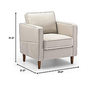 Mellow HANA Modern Linen Fabric Loveseat / Sofa / Couch with Armrest Pockets, Sand Grey