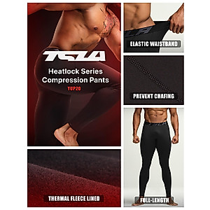 TSLA Men's Thermal Compression Pants, Athletic Sports Leggings & Running Tights, Wintergear Base Layer Bottoms, 2pack Tights Black/Black, 3X-Large