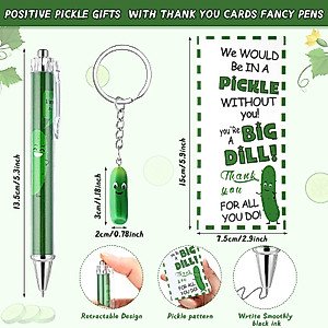 Sayglossy 20 Sets Employee Appreciation Gifts Positive Pickle Keychain with Thank You Cards Fancy Pens Emotional Support Pickle Bulk Inspirational Gifts Bulk for Pickle Lover Employees Coworkers