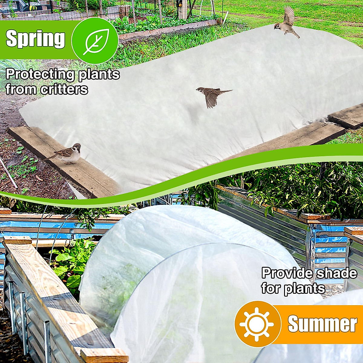Alphatool Plant Covers Freeze Protection- 10 ft x 30 ft Breathable Non-Woven Fabric Frost Proof Floating Row Cover Durable 1.0oz/yd² Thick Plant Blankets for Winter Outdoor Garden