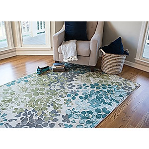 Mohawk Home Aurora Radiance Aqua Abstract Floral Area Rug, 5'x8', Blue/Green