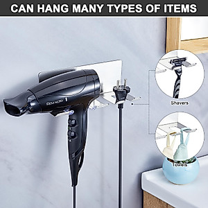 YAYINLI Hair Dryer Holder - Hair Tool Storage Organizer Wall Mount, Stainless Steel Hair Blow Dryer Holder Organizer, Hot Tools Holder, Adhesive Hairdryer Holder Bathroom, Silver Hair Dryer Hanger