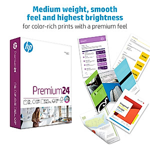 HP Printer Paper | 8.5 x 11 Paper | Premium 24 lb | 1 Ream - 500 Sheets | 100 Bright | Made in USA - FSC Certified | 112400R
