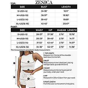 ZESICA Women's Waffle Knit Sleeveless Crop Top and Shorts Pullover Nightwear Lounge Pajama Set with Pockets,CropWhite,Small