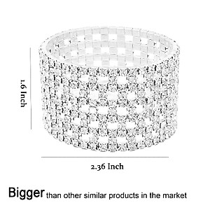 Jojomina Multilayer Sparkling 11 Strand Rhinestone Stretch Bracelet for Women Girls Silver-tone Adjustable Arm Cuff Crystal Prom Bridal Bracelet for Party Wedding Dating