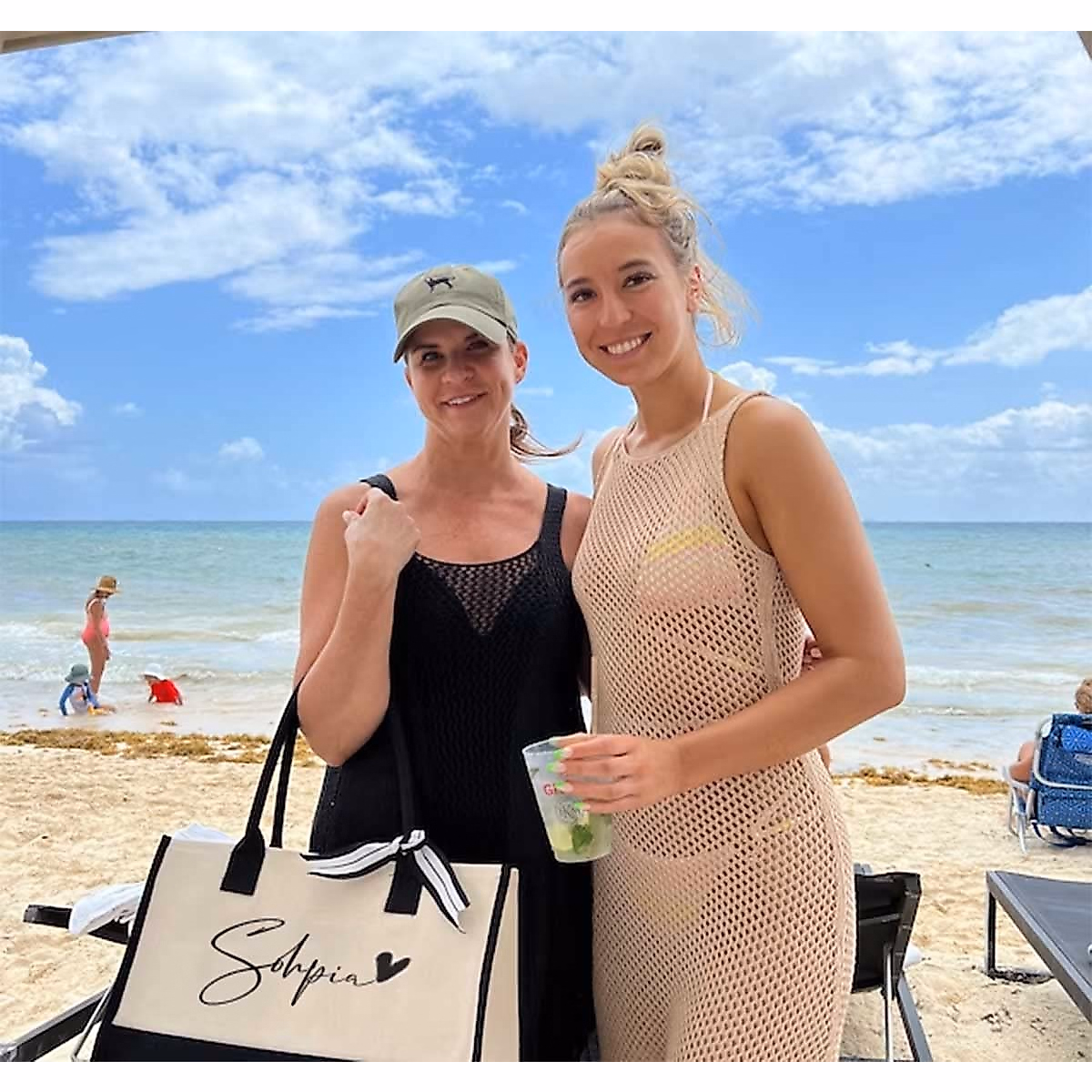 Personalized Name Beach Bag as Bachelorette Party Favors Gifts for Her, Bridesmaid Tote Bags for Bridal Shower Gift Wedding Gifts