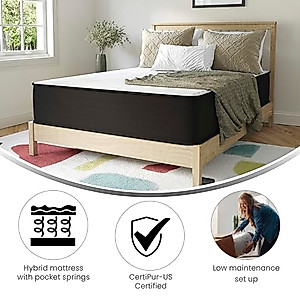 Flash Furniture Dream 12" Hybrid Spring and Foam Mattress in a Box, High Density Foam and Spring Hybrid Mattress, Full