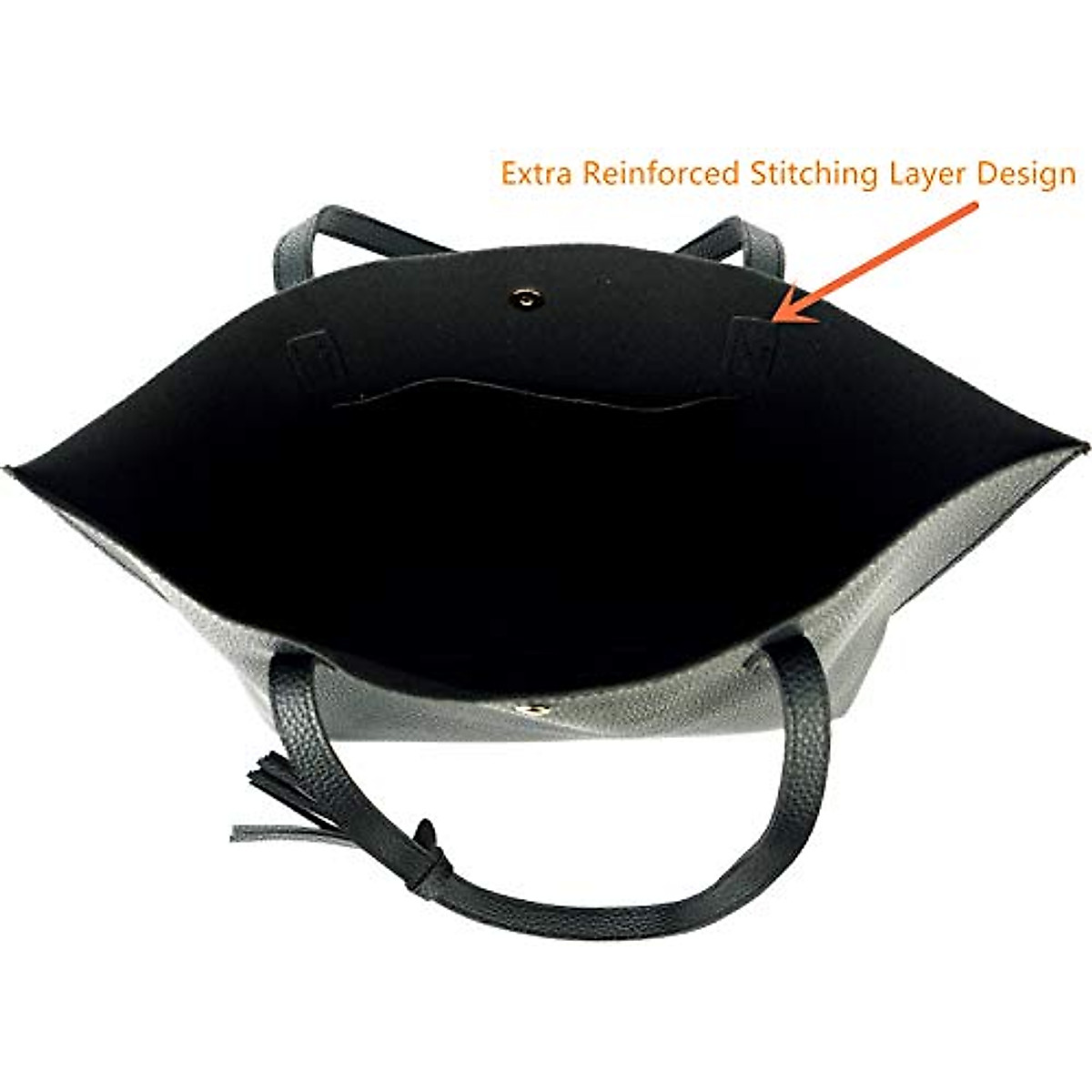 Nodykka Women Tote Bags Top Handle Satchel Handbags PU Faux Leather Tassel Shoulder Purse