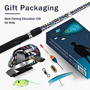 QudraKast Kids Fishing Poles for Boys Girls Under 10, Portable Telescopic Fishing Rod and Reel Combo kit with Spincast Fishing Reel Tackle Box, Universe Travel Pattern