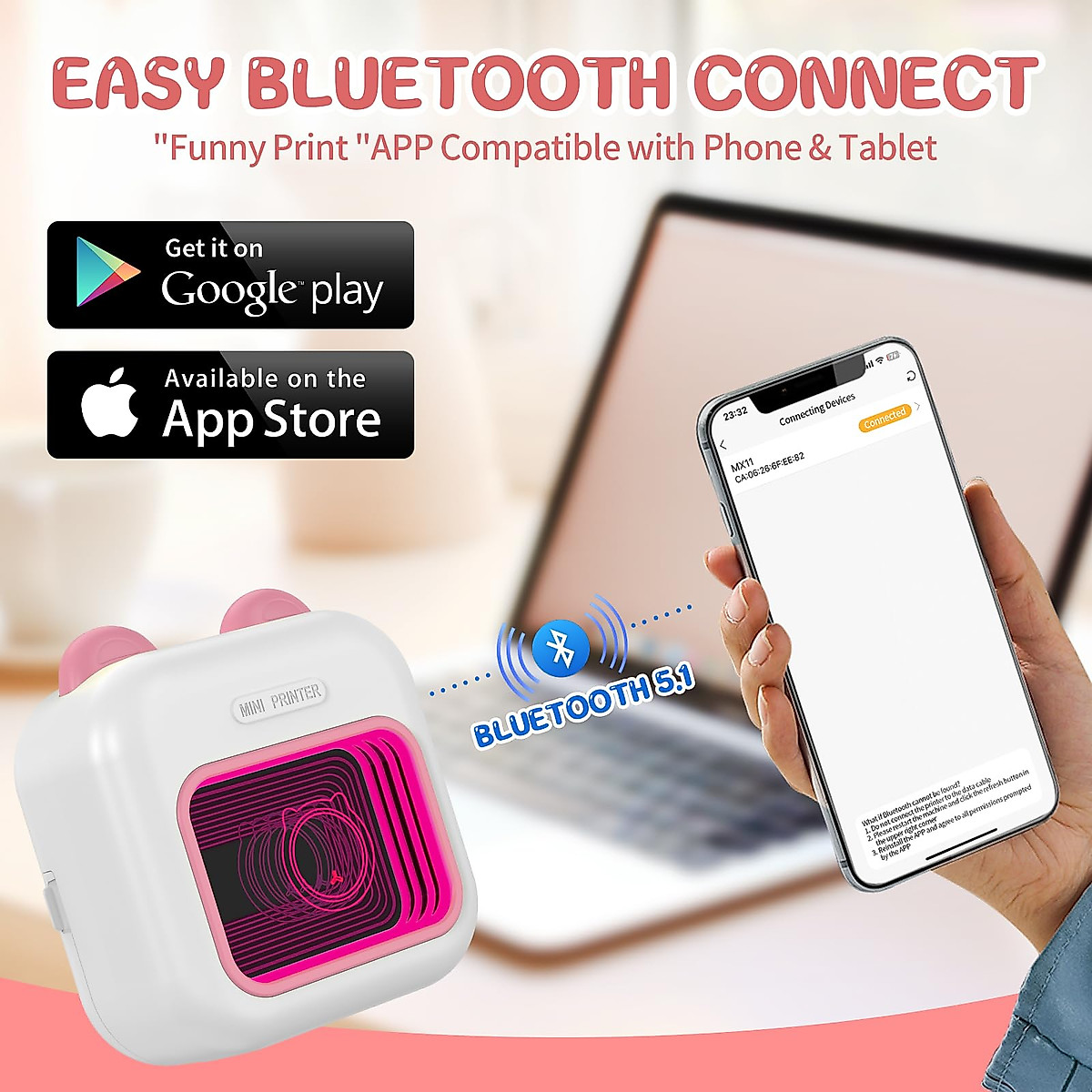 Wireless Photo Sticker Thermal Fast Printer, PrintPod Inkless Pocket Printer for DIY Scrapbook, 6 Pods (Blue)