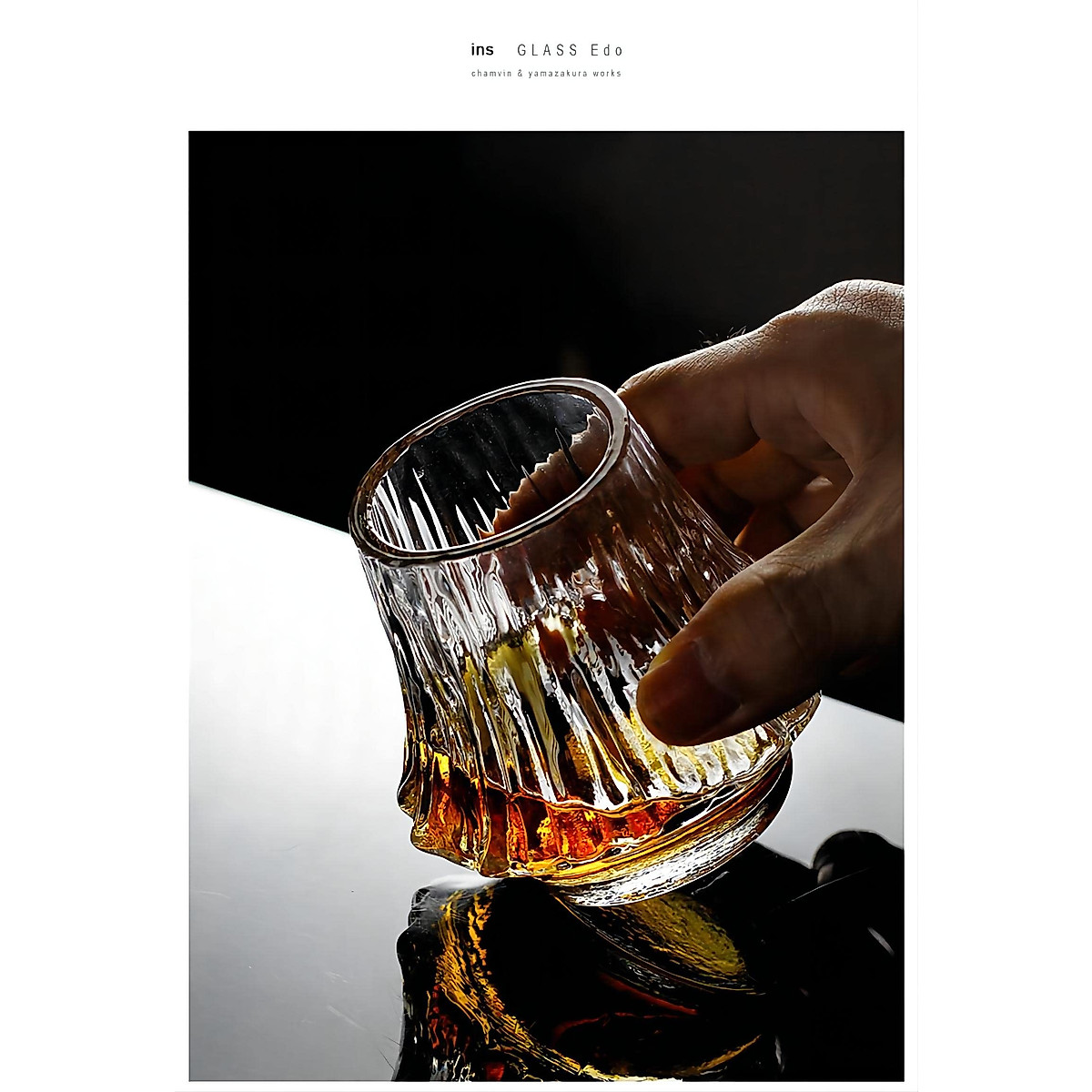 QING LONG Mt. Fuji Rock Glasses (Plain) Mt. Fuji Tumbler Glass Pair Set of 2 Fuji Whiskey Glass Beer Glass Paulownia Box