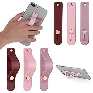 Grevosea 6PCS Phone Grip Strap Telescopic Finger Strap Brackets Portable Phone Finger Strap Universal Phone Strap Grip for Most Smartphones (Pink, Purple, Red)