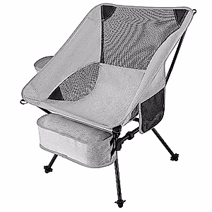 Banzk Camping Chair Outdoor Ultralight Compact Portable Folding Backpacking Chairs Cationic Fabric for Beach Outdoor Picnic Travel Fishing Hiking Grey
