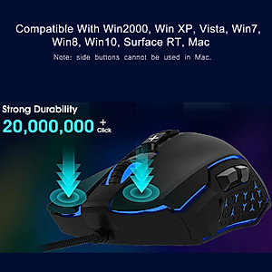 LeadsaiL Gaming Mouse Wired RGB PC Gaming Mice, 7200 DPI, 8 Programmable Buttons, 6 Color Backlight, Ergonomic Optical Computer Mouse for Desktop PC Laptop Gamer & Work