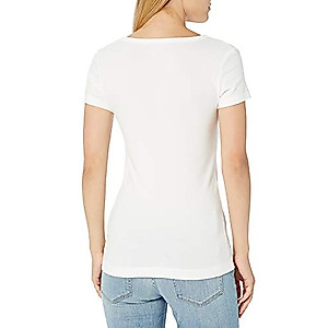 Amazon Essentials Women's Slim-Fit Cap-Sleeve Scoop Neck T-Shirt, Pack of 2, Black/White, X-Large
