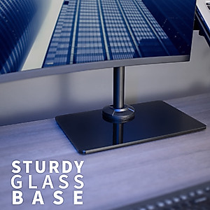 VIVO Free Standing Single Computer Monitor and Laptop Combo Desk Stand with Sleek Glass Base, Fits up to 32 inch Monitors and 17 inch Laptops, Black, STAND-V002FGL