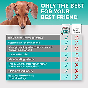 PREMIUM CARE Hemp Calming Chews for Dogs Anxiety - Made in USA, Calming Dog Treats, Dog Calming Chews - Anxiety Relief Treats, Dog Barking Deterrent, Anxiety Relief for Dogs, 60 Duck-Flavored Chews