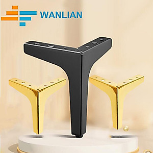 WANLIAN 4 Inch Furniture Legs, Metal Furniture Legs for Cabinet Sofa TV Stand Bookcase 4Pcs (Gold)