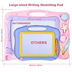Automoness Magnetic Drawing Board for Kids, Toddler Toys for 1-4 Years Boys & Girls, Color Erasable Doodle Writing Pad, Learning Painting Pad, Preschool Educational Toy for Toddlers, Kids Gift (Pink)