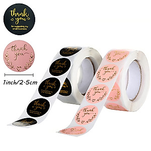 Thank You Stickers 2500 Pieces Round Kraft Label Seals Small Business Stickers for Greeting Cards Envelopes Decor or Gift Bags Packaging (5 Rolls Pattern A)