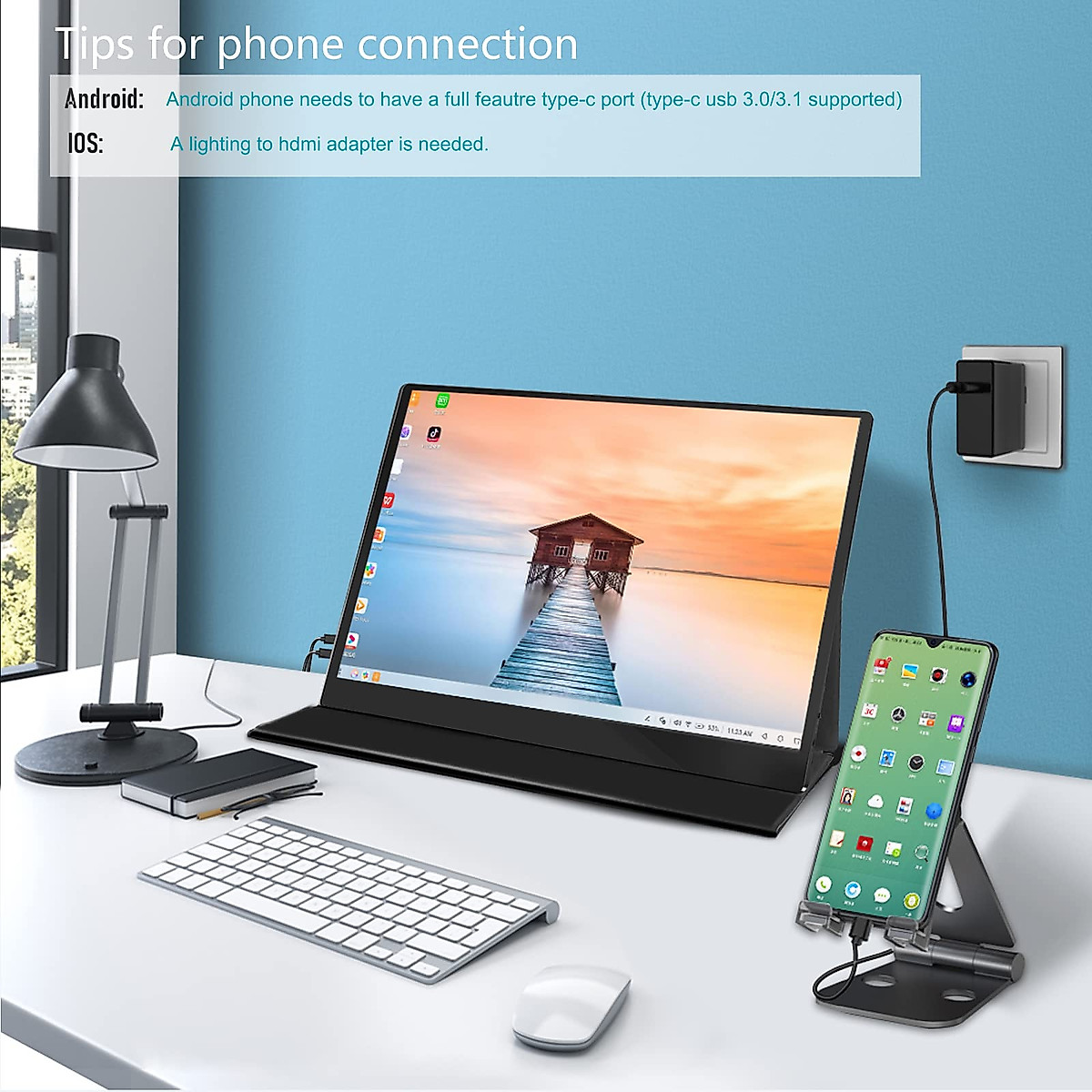 Bimawen Touchscreen 4K Portable Monitor 15.6 inch UHD (3840x2160) IPS Gaming Monitor 100% sRGB/vesa/Compatible with Computers Phones Switch mac Surface /400 cd/m²