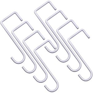 HiGift 8 Pack Vinyl Fence Hooks, 2 x 6 inch Patio Hangers White Powder Coated Steel Fence Hangers for Hanging Plants, Planters, Bird Feeders, Lights, Pool Tools
