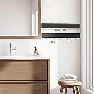 SCUNDA Adhesive Hanging Jewelry Display Shelf for Wall, Stylish Wall Mounted Jewelry Holder, Versatile Jewelry Organizer Rack for Necklace, Earing, Ring, Bracelet(Black)