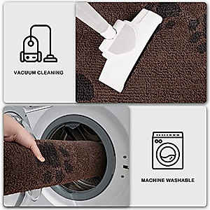 PURRUGS Dirt Trapper Door Mat 24" x 35.5", Non-Skid/Slip Machine Washable Microfiber Entrance Rug, Shoes Scraper, Dog Door Mat, Super Absorbent Floor Mat for Muddy Wet Shoes and Paws, Brown