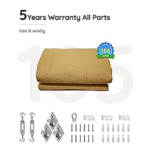 Quictent 12x12x12ft Fire-Retardant Sun Shade Sail Triangle 185G HDPE Canopy with Hardware Kit 98% UV Block for Outdoor Patio Garden (Sand)