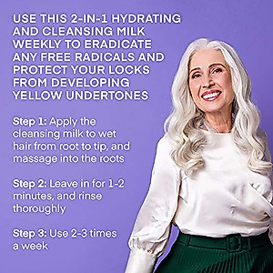 Cel Enhanced Silver Milk Purple Shampoo & Conditioner 2-in-1 For Blonde Bleached Grey & Color Treated Hair – Neutralizes Brassy Tones – Moisturizes & Improves Hair Condition (2-month supply)