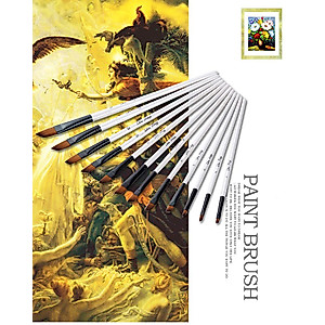 Angular Paint Brushes Nylon Hair Angled Watercolor Pait Brush Set for Acrylics Watercolors Gouache Inks Oil and Tempera(12pcs Pearl White Angled Paintbrush Set)