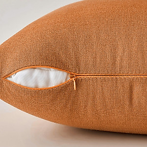 MIULEE Pack of 2 Decorative Throw Pillow Covers Fall Halloween Linen Burlap Square Solid Farmhouse Modern Concise Throw Cushion Case Pillowcase for Sofa Car Couch 18x18 Inch Burnt Orange