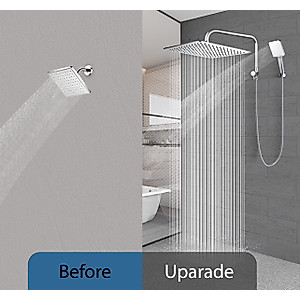 HOMVIVA® All Solid Metal 3-Way Shower Arm Diverter Valve with 16 Inch Shower Head Extension Arm And High Rise Extender for Handheld and Fixed Shower Head, G1/2 Universal with Flange,Brushed Nickel