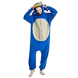 OGU' DEAL Adult Sonic Onesies Pajama Halloween Cosplay Costume CartoonJumpsuit for Men Women