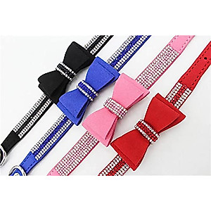 Bow Tie Puppy Dog Collar with Rhinestone, Bling Crystal Pretty Diamond Jewel Girls Cat Collars for XXS XS Small Medium Large Breed Pet Dogs Female Kitten, Red S